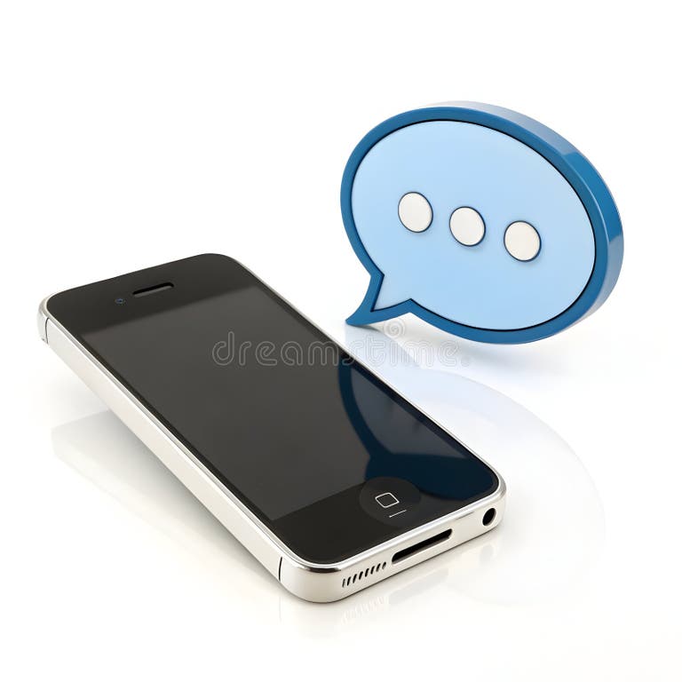 3D Cell Phone and Bubble Talk Icon Isolated on White Background Stock ...