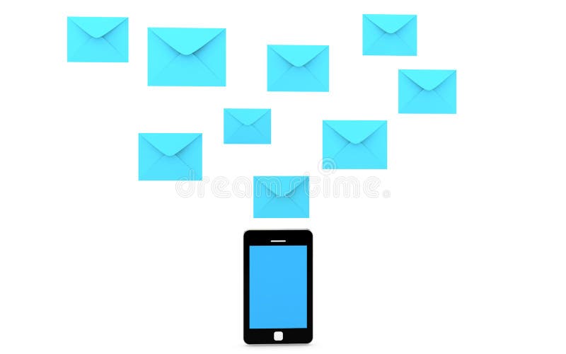 3d cellphone and envelopes stock illustration. Illustration of envelope ...
