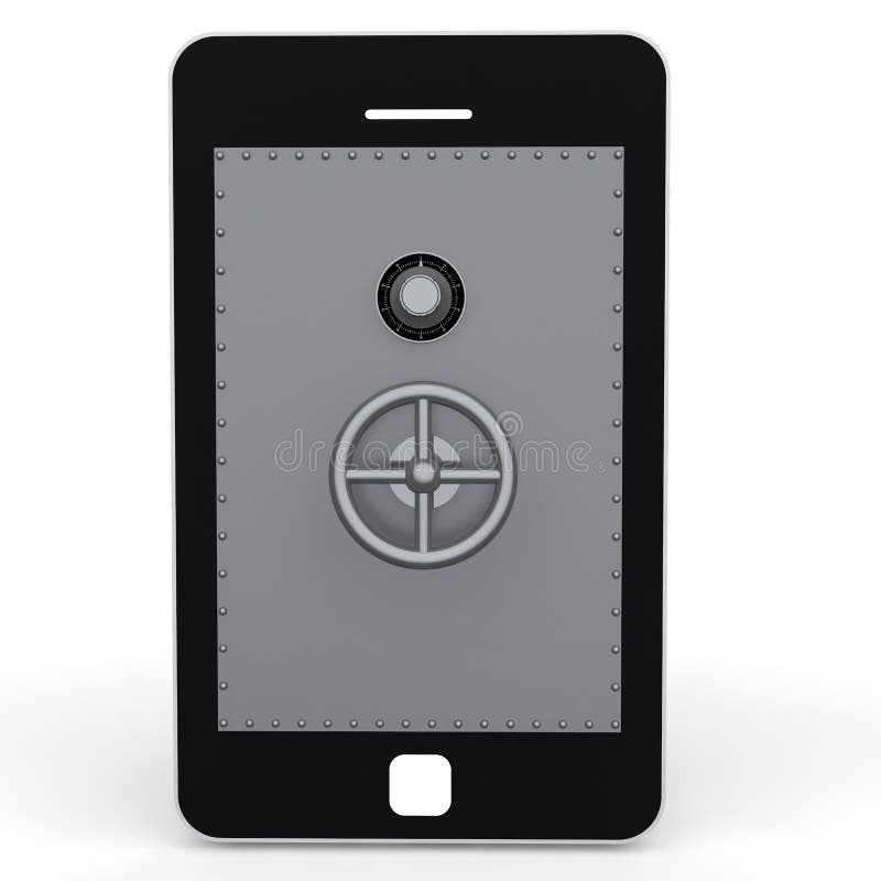 3d Cellphone with Safe Lock Stock Illustration - Illustration of screen ...