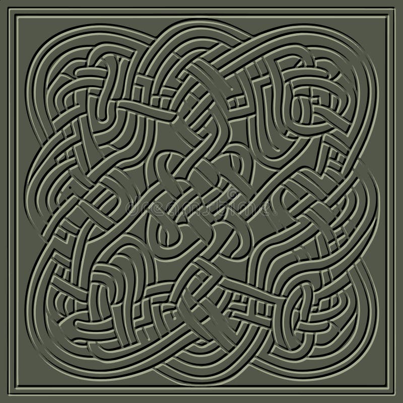 3d Celtic Style Textured Square Pattern with Frames. Intricate Wavy ...