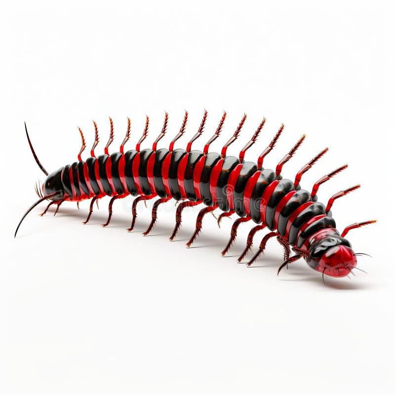 Vibrant Red Centipede on White Isolated Background Image Stock ...