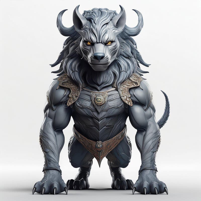 Cel Shaded Cerberus 3d Model with White Background Full Body Shot ...