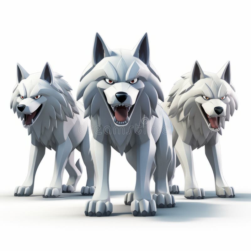 3d Cerberus in Cel Shaded Style on White Background Stock Illustration ...