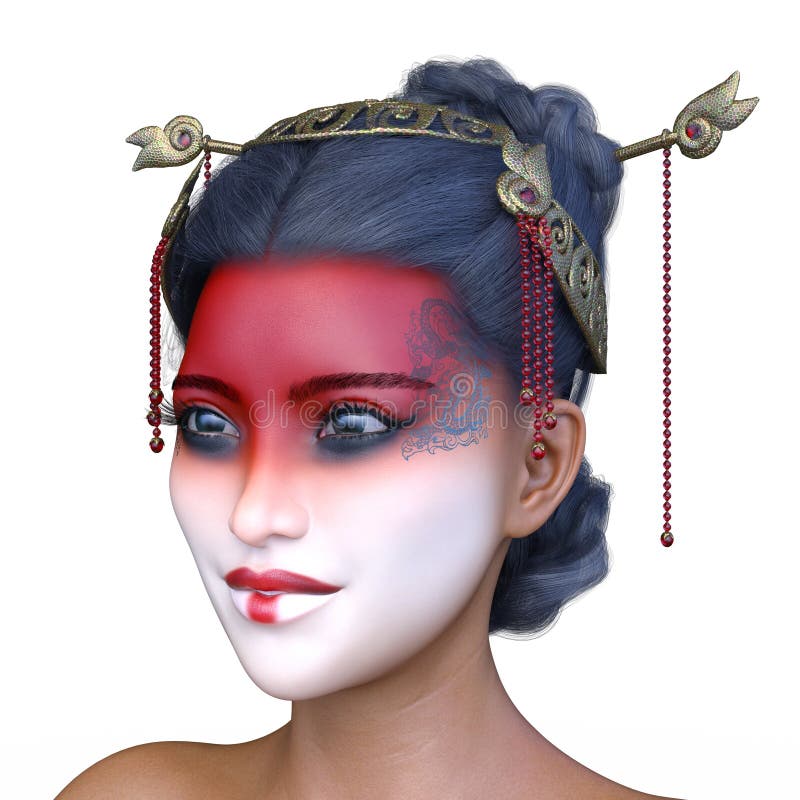 3D CG Rendering of Asia Face Make Stock Illustration - Illustration of ...