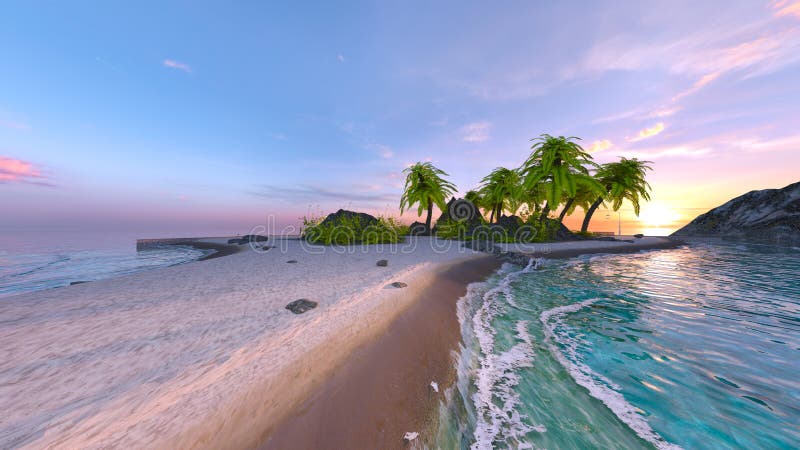 3D CG rendering of Beach stock image. Image of resort - 133446013