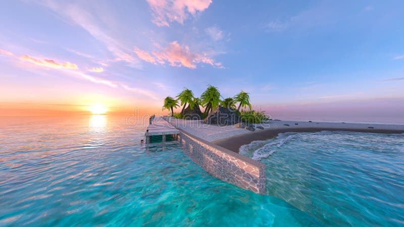3D CG rendering of Beach stock photo. Image of resort - 133446030