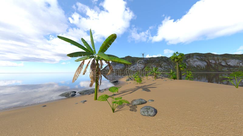 3D CG rendering of Beach stock illustration. Illustration of wave ...