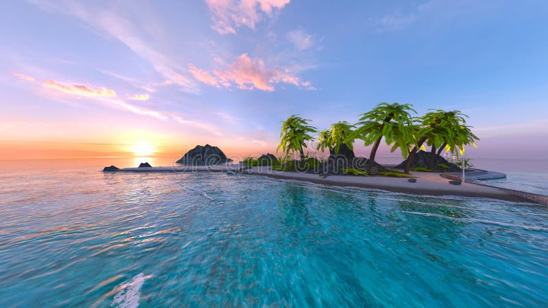 3D CG rendering of Beach stock image. Image of tropical - 133446035