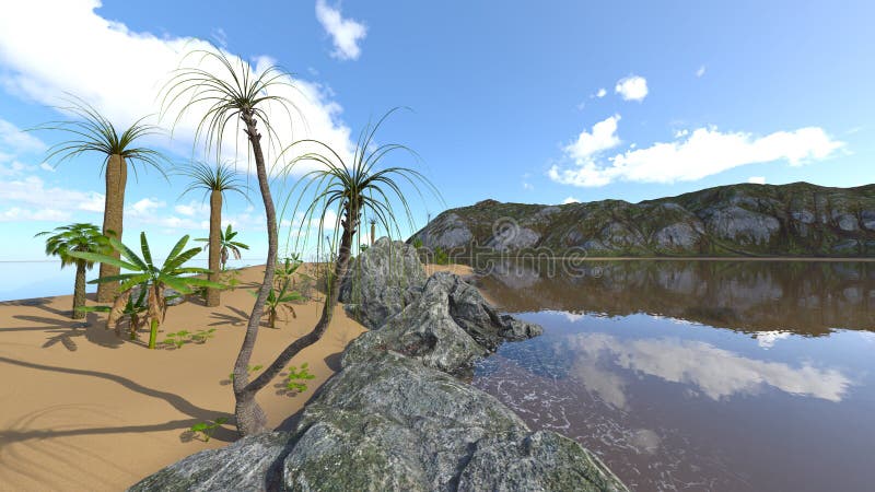 3D CG rendering of Beach stock illustration. Illustration of scenery ...