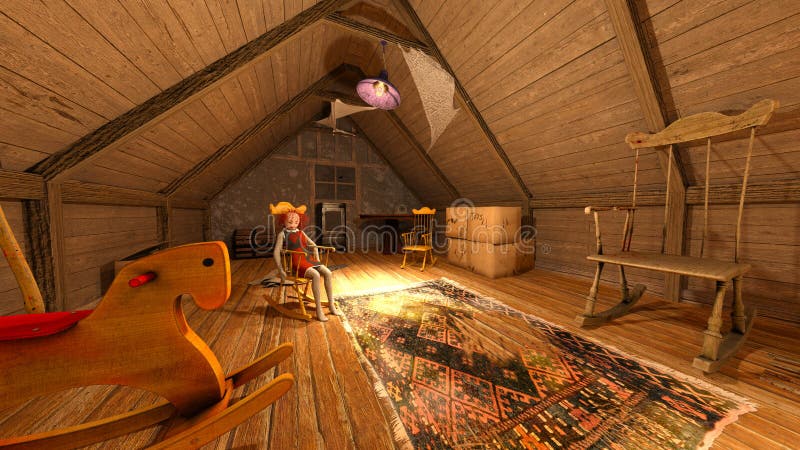 3D CG rendering of cabin stock illustration. Illustration of furniture ...