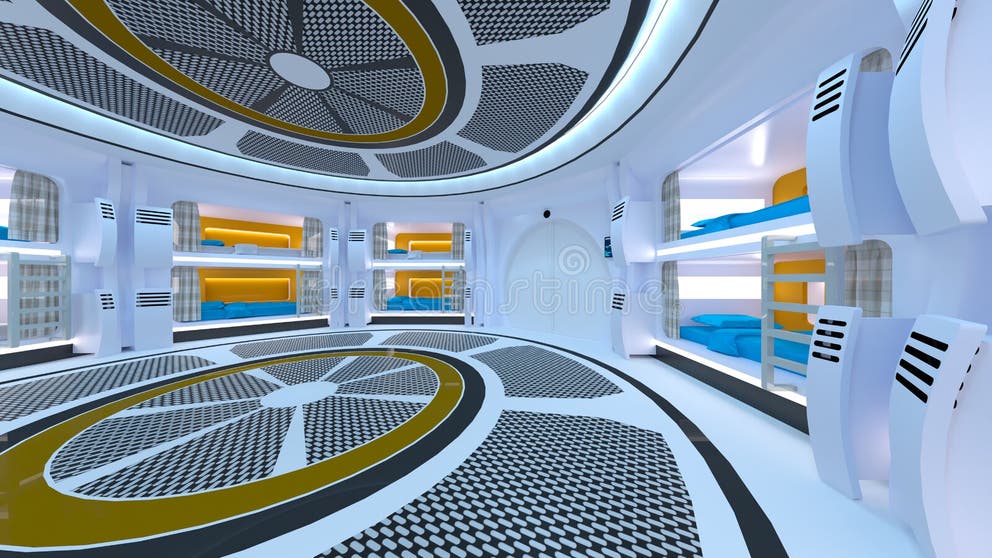 3D CG Rendering of Capsule Hotel Stock Illustration - Illustration of ...