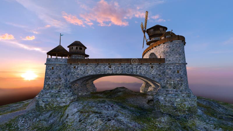3D CG rendering of castle stock illustration. Illustration of castle ...