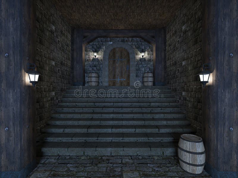 3D CG Rendering of Castle Hallway Stock Illustration - Illustration of ...
