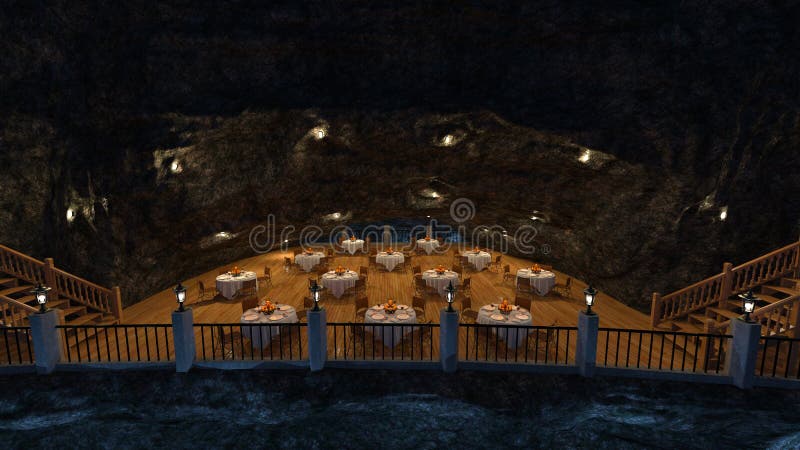 Cave restaurant stock photo. Image of rendering, atmosphere - 108017114