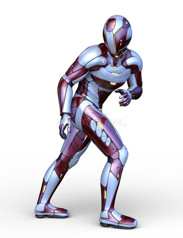 3D Rendering of a Cyber Man Stock Illustration - Illustration of action ...