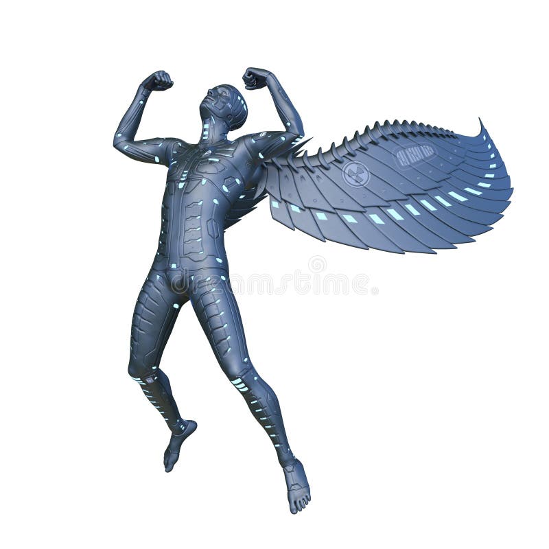 3D CG Rendering of Cyborg with Wings Stock Illustration - Illustration ...