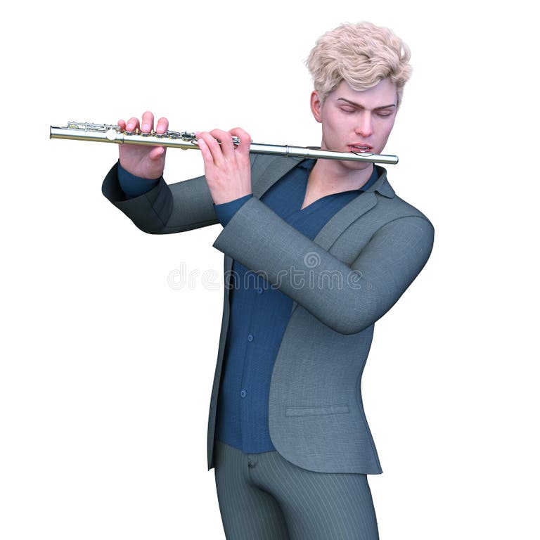 Flute player stock photo. Image of muscle, male, white - 117624076
