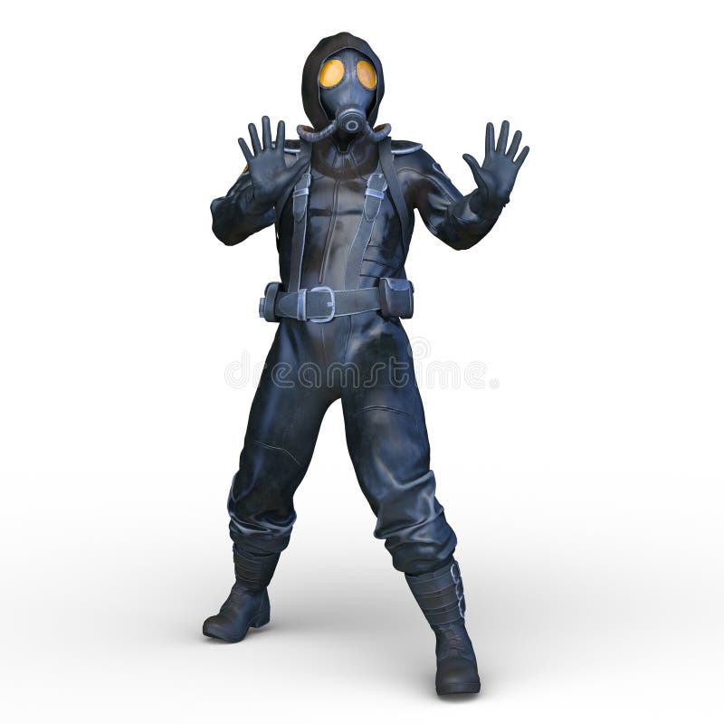 3D CG Rendering of Gas Mask Man Stock Illustration - Illustration of ...