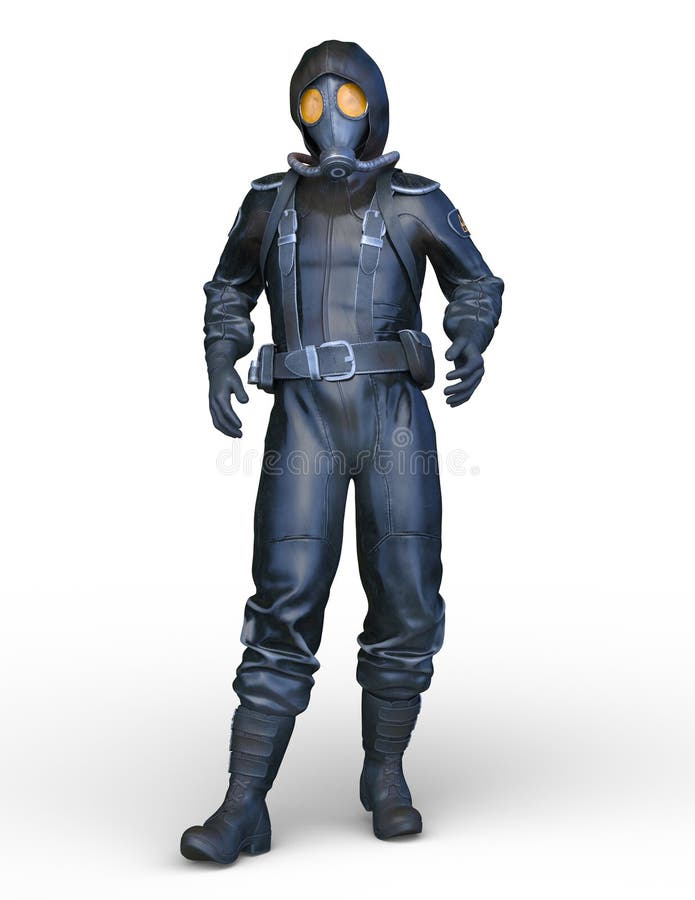3D CG Rendering of Gas Mask Man Stock Illustration - Illustration of ...