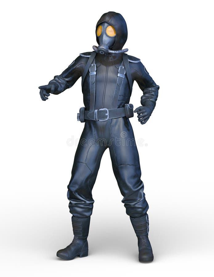 3D CG Rendering of Gas Mask Man Stock Illustration - Illustration of ...
