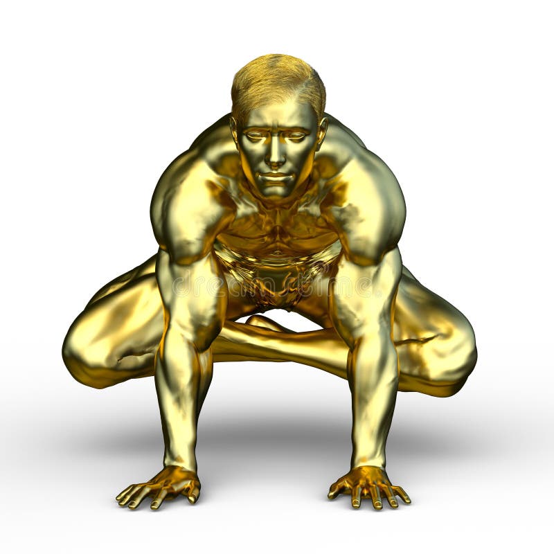 3D CG Rendering of Gold Man Statue Stock Illustration - Illustration of ...