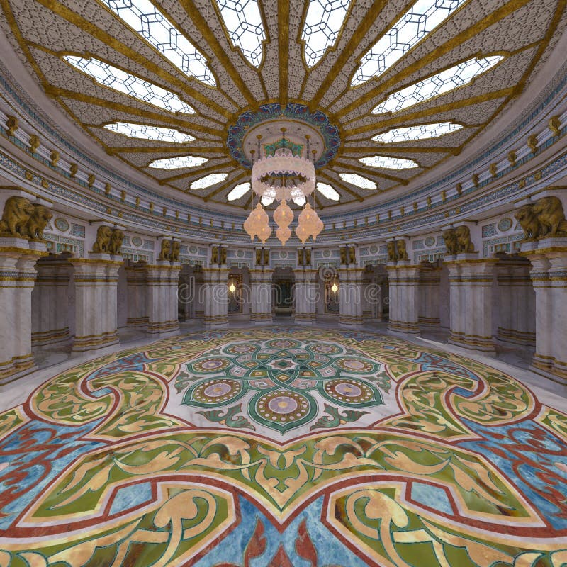 3D CG Rendering of Grand Hall Stock Illustration - Illustration of ...