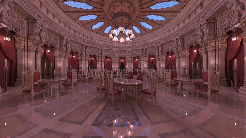 3D CG Rendering of Grand Hall Stock Illustration - Illustration of spot ...