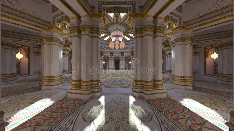 3D CG Rendering of Grand Hall Stock Illustration - Illustration of ...