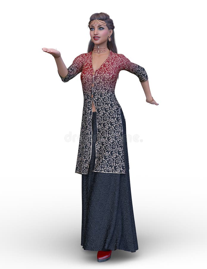 3D CG Rendering of Indian Woman Stock Illustration - Illustration of ...