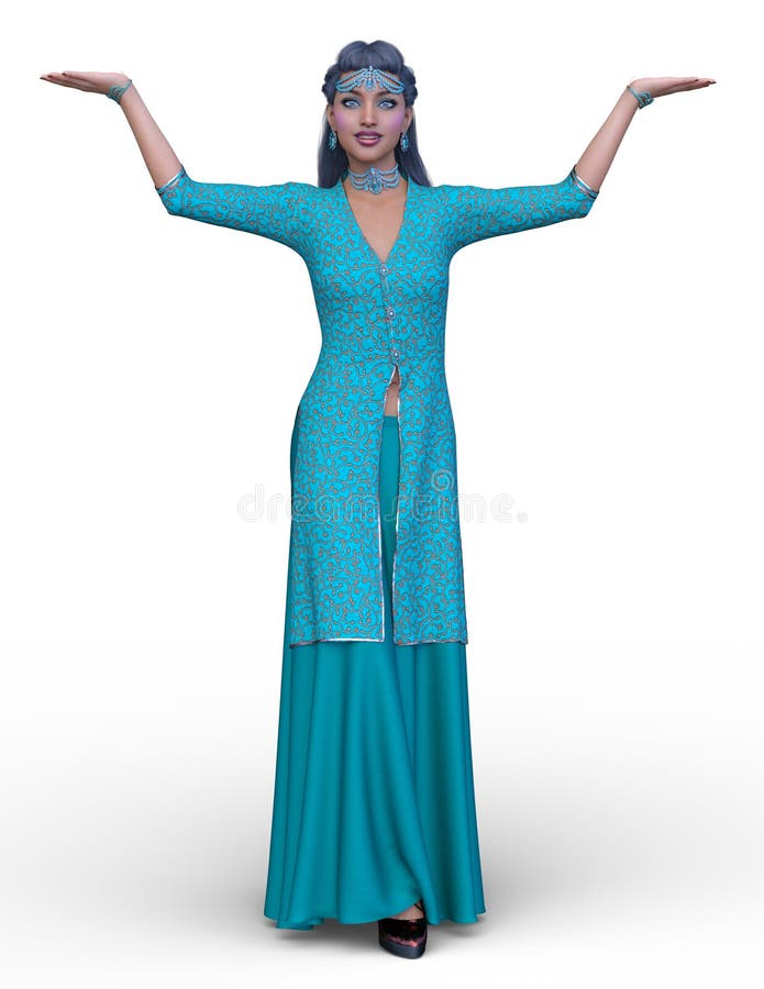 3D Rendering of Indian Woman Stock Illustration - Illustration of ...