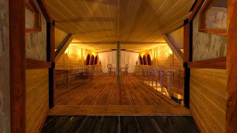 3D CG Rendering of Inside the Ship Stock Illustration - Illustration of ...