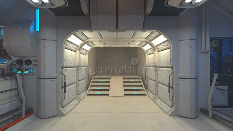 3D CG Rendering of Inside the Spaceship Stock Illustration ...