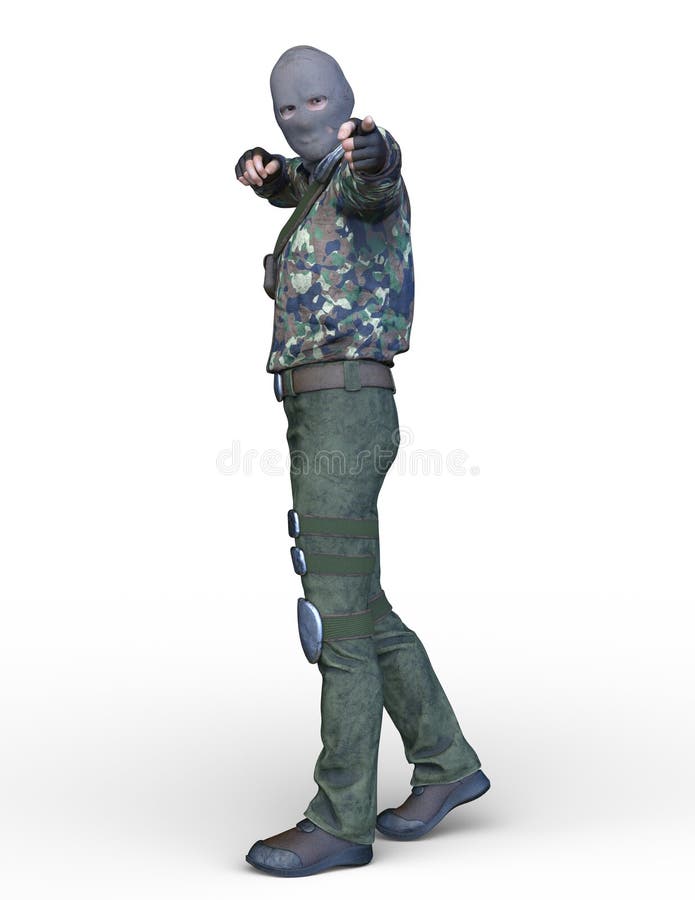 3D CG Rendering of Masked Man Stock Illustration - Illustration of ...