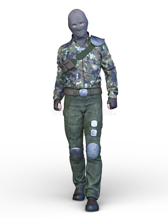 3D CG Rendering of Masked Man Stock Illustration - Illustration of ...