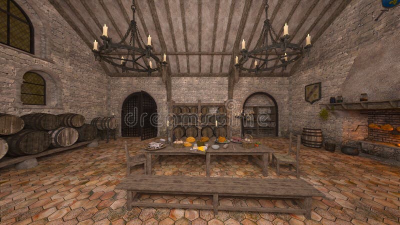 3D Rendering of the Living Room with Night View Stock Illustration ...