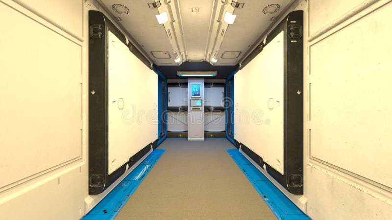 3D CG Rendering of Modern Building Aisle Stock Illustration ...