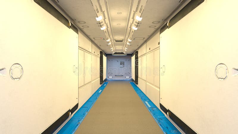 3D CG Rendering of Modern Building Aisle Stock Illustration ...