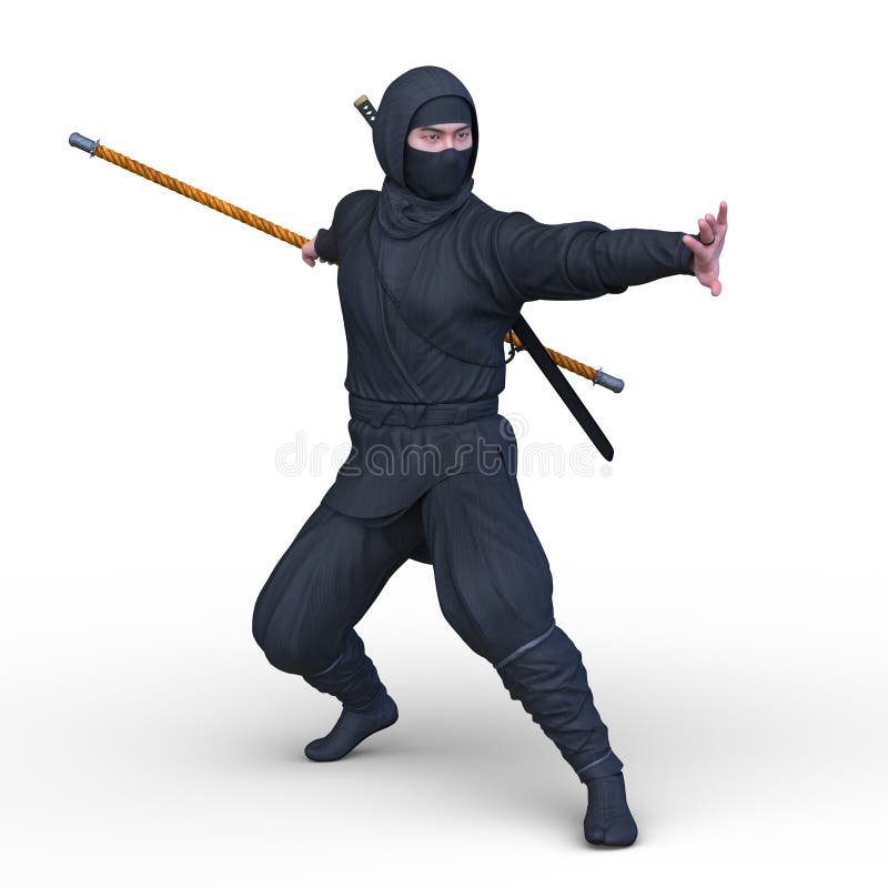 3D CG Rendering of Ninja Man Stock Illustration - Illustration of ...