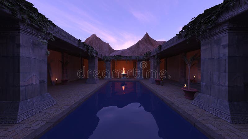 3D CG rendering of pool stock illustration. Illustration of cloud ...