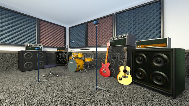 3D CG Rendering of Recording Studio Stock Illustration - Illustration ...
