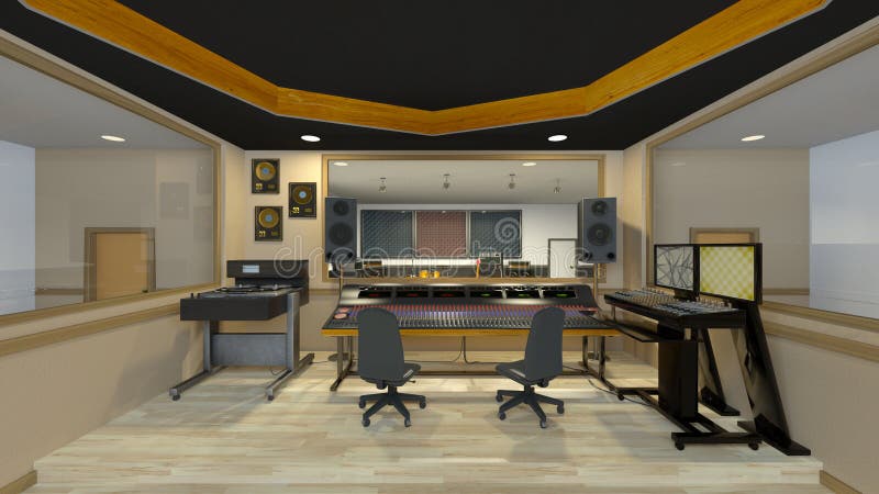 3D CG Rendering of Recording Studio Stock Illustration - Illustration ...