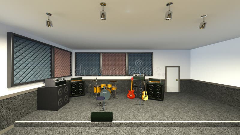3D CG Rendering of Recording Studio Stock Illustration - Illustration ...