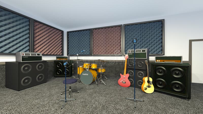 3D CG Rendering of Recording Studio Stock Illustration - Illustration ...