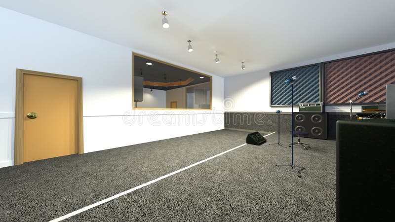 3D CG Rendering of Recording Studio Stock Illustration - Illustration ...
