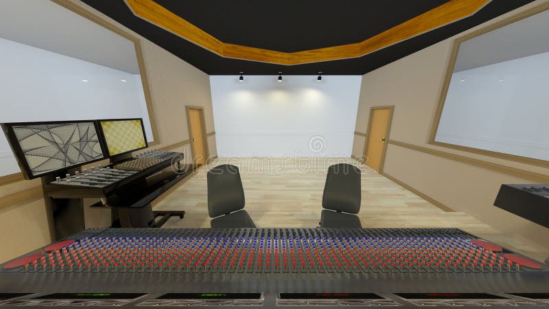 3D CG Rendering of Recording Studio Stock Illustration - Illustration ...
