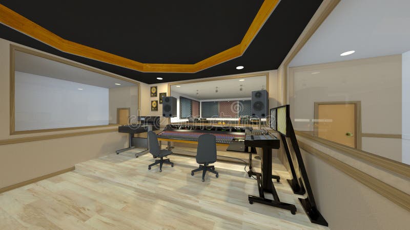 3D CG Rendering of Recording Studio Stock Illustration - Illustration ...