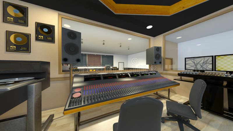 3D CG Rendering of Recording Studio Stock Illustration - Illustration ...