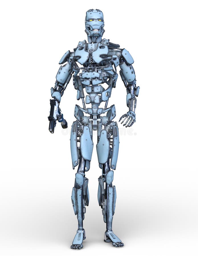 White Man Humanoid Creating Artificial Intelligence 3D Rendering Stock ...