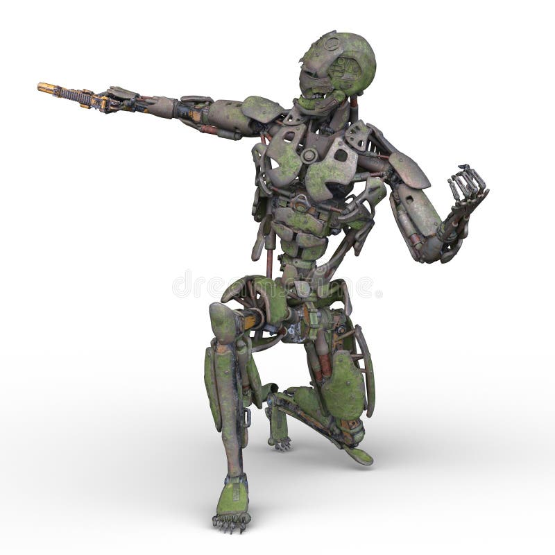 Robot Hold Stop Sign,3d Render Stock Illustration - Illustration of ...