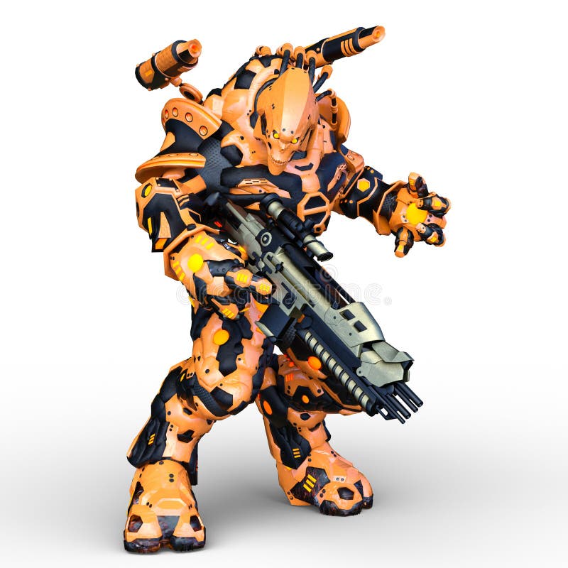 Humanoid Skeletal Robot Making a Salute Stock Illustration ...